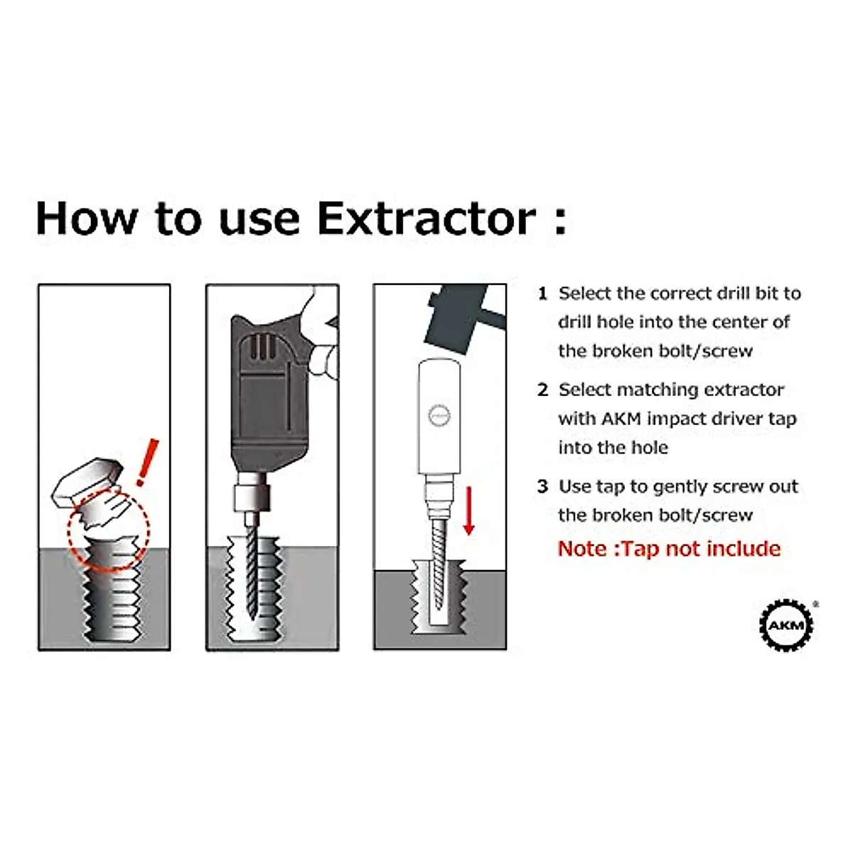 AKM 1/2" Hand Manual Reversible Impact Driver Set Extractor-12 PCS Impact Screwdriver S2 Steel Much More Durable Disengage Rusted Fasteners or Frozen Bolts