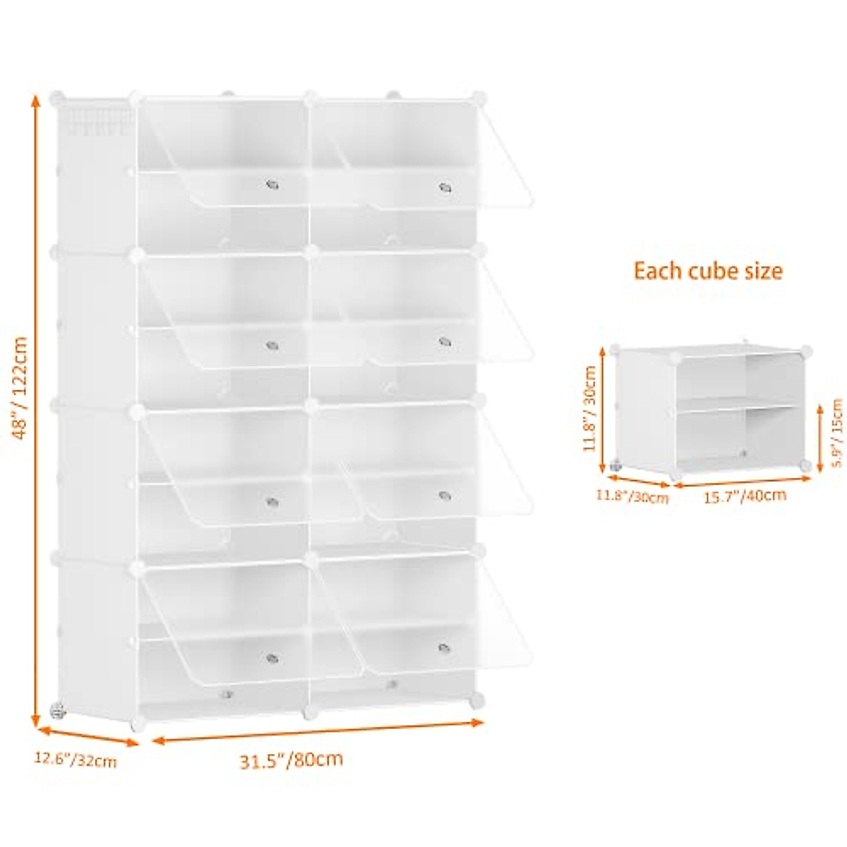 HOMIDEC Shoe Storage, 8-Tier Shoe Rack Organizer for Closet 32 Pair Shoes Shelf Cabinet for Entryway, Bedroom and Hallway