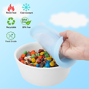 Purekra 4 Pack Silicone Lids for Corelle Vitrelle 428-PC 28-Oz Soup/Cereal Bowls, Freezer & Microwave & Dishwasher Safe (Bowl not included)