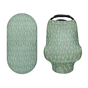 Bassinet Sheet, Jersey Cotton for Baby Boy/Girl, Baby Car Seat Cover Girls, Infant Carseat Canopy, Stretchy Multi- use Nursing Cover for Stroller/High Chair/Shopping Cart/Car Seat Canopies Green Sage