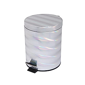 Bath Bliss 2 Pack Holographic Round Step Pedal Trash Can | Step Petal Lid | 8" Rd x 10.4" H| 5 Liters | Small Space Saver
