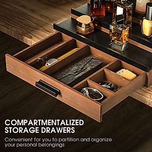 Sephyroth Cologne Organizer for Men 3 Tier of Elevated Cologne Display Shelf with Drawer Storage Perfume Organization and Storage Display Risers,Great Gift for Man(Walnut Black)