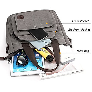 Women's Canvas Tote Purse Shoulder Crossbody Bag Handbag Multi-pocket Large Capacity Top Handle Work Bags(Grey)