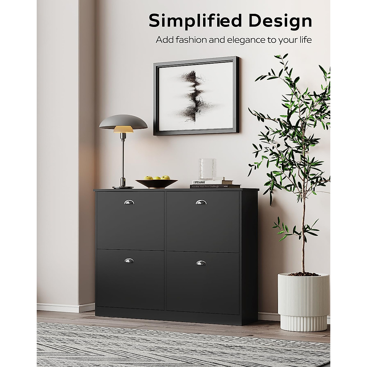 MIRROTOWEL Shoe Cabinet,Hidden Slim Narrow Shoe Rack Cabinet with 4 Drawers for Entryway, Foyer,Hallway,Bedroom,Black