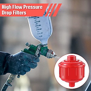 4 Pieces Disposable Mini Air Water Filters Disposable Spray Gun Filter Whirlwind Air Line Filter High Flow Guns Filters, Only Standard 1/4 Inch Threads, for Most Spray Guns and Air Tools