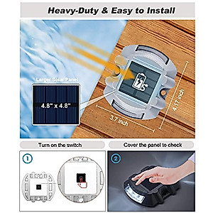 APONUO Solar Driveway Lights, Solar Dock Lights Outdoor Driveway Lighting IP67 Waterproof Outdoor Boat Dock Lamp for Driveway Stair Pathway Deck Cool White （8 Packs）