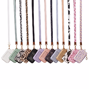 MONDO DESIGNS 2-in-1 ID Badge Holder & Lanyard Wallet - Multi-Use Womens Small Wallet with Removable Wristlet & Neck Lanyard, Clear Window, 5 Card Slots, Phone Holder, Ring Keychain - Green