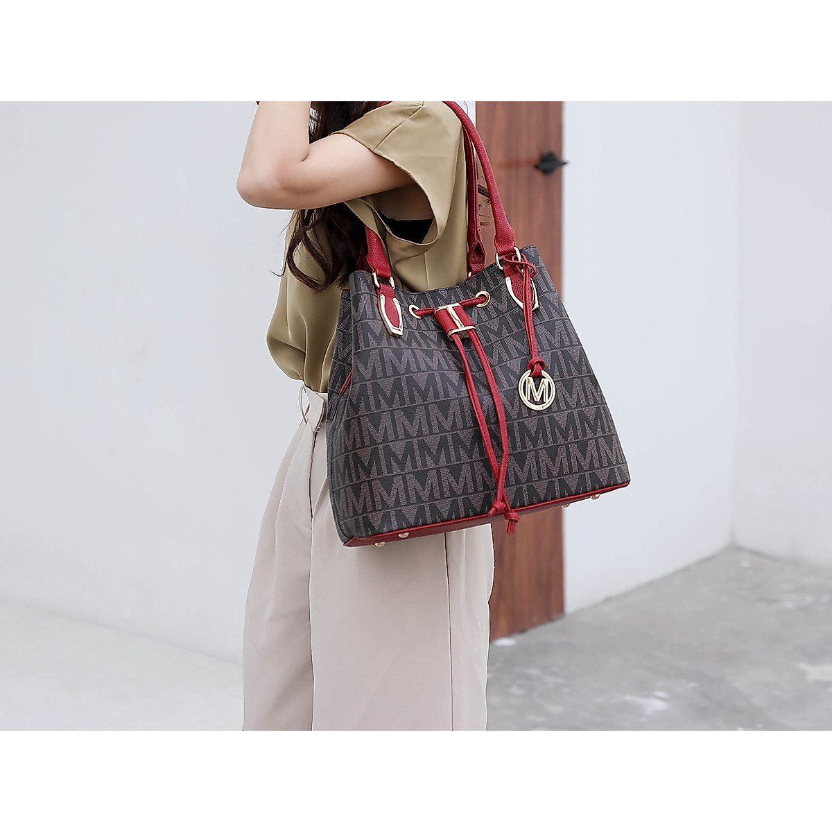 MKF Collection Shoulder Bag for Women, PU Leather Pocketbook Top-Handle Crossbody Purse Tote Satchel Handbag Navy Blue