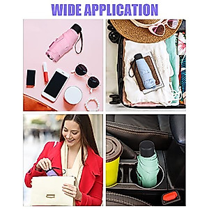 Eccliy 4 Pieces Mini Travel Umbrella with Case Small Umbrella for Sun and Rain Compact Portable Lightweight UV Umbrella Tiny Folding Pocket Umbrella for Backpack Women (Pink, Blue, Purple, Green)