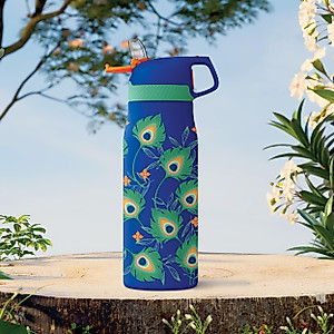Ottle Cove Cruiser Stainless Steel Water Bottle - 24 oz Insulated Flask with Leak Proof Lid BPA-Free - Reusable Gym Water Bottle for Travel, Camping & Sports - Pacific Peacock Allover