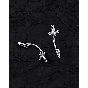 OUFER Rook Piercing Jewelry, 16G 316L Surgical Steel Daith Earrings, Dagger Rook Earrings, Clear CZ Eyebrow Rings, Curved Barbell, Conch Piercing Jewlery