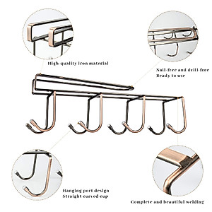 2Pcs Coffee Mug Holder, MODOWEY Durable Under Cabinet Cup Coffee Mug Holder for Kitchen, 8 Hooks Cup Rack Under Shelf - Fit for The Cabinet 1" or Less