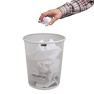 Mind Reader Mesh Trash Can, 16.65L (4.4 gal), Waste Paper Basket, Round, Office, Metal Mesh, 11.5" L x 11.5" W x 13.75" H, White
