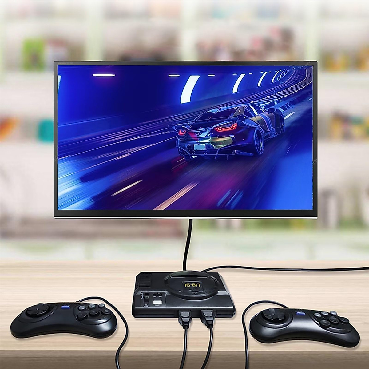 Gxcdizx 2Pack Black 6 Button Game Controller for SEGA Genesis Gaming System