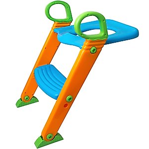 Potty Training Seat with Ladder - Kids Toilet Trainer 2-in-1 Toddler Step Stool & Portable Travel Seats Steps for Toddlers Baby Girls & Boys w/Child Infant Urinal Cover on top of Chair Folding Stairs