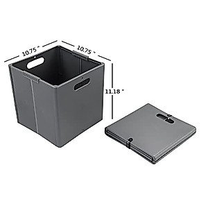Eagrye 4-Pack Collapsible Plastic Storage Cubes Bin, Foldable Cube Storage Baskets, Gray