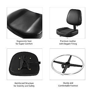 Drafting Chair Tall Office Stool with Wheels,Heavy Duty Shop Stool Chair for Studio,Workshop,Office, Home Office (Black, Classic with Footrest)