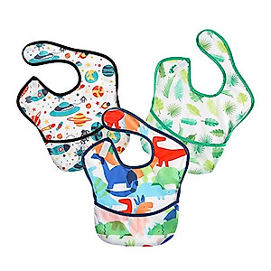 PandaEar 3 Pack Super Light Weight Baby Bib, Waterproof, Washable, Stain Oil and Odor Resistant 12-48 Months (Boy)