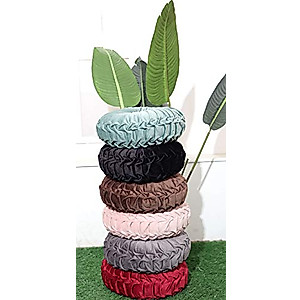 Jojocotduv Craftsmanship Pleated Throw Pillow, Home Decorative Round Pumpkin Velvet Cushion, Floor Pillows for Living Room Chair Couch Sofa (Pink)