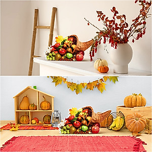 Amyhill Thanksgiving Table Centerpiece Cornucopia Fall Centerpiece for Tables with Inspirational Words Peace Love Joy Goodness Faithfulness Harvest Cornucopia Basket for Fall Dining Table Decor