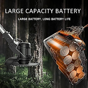 Electric Weed Wacker Battery Operated, Weed Eater Lawn Cordless String Trimmer Battery Power, Grass Cutter Machine, Adjustable Cutting Angle & Height Brush Cutter for Garden and Yard