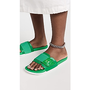 adidas by Stella McCartney Women's Slides, RichGreen/RichGreen/White, 7.5 Medium US