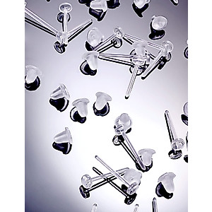 Jenxnjsjo Clear Plastic Silicone Rubber Invisible Post Stud Earrings Hole Saver Piercing Retainers Medical Grade for Women Men Sensitive Ears Sports Surgery Work