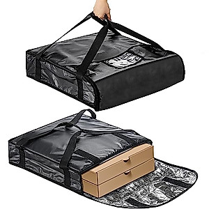 DEAYOU Large Pizza Bag, Insulated Pizza and Food Delivery Bag, Professional Thermal Pizza Warmer Bag, Hot Pizza Carriers for Transport, Catering, Moisture Free, Heavy Duty, 20" x 20" x 5", Black