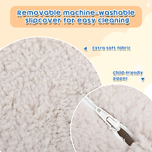 ALIMORDEN Fold Out Toddler Couch, Extra Wide Comfy 2-in-1 Cuddly Sherpa Sofa for Kids, with Removable Baby Friendly Blanket, Convertible Sofa to Bed, Light Grey