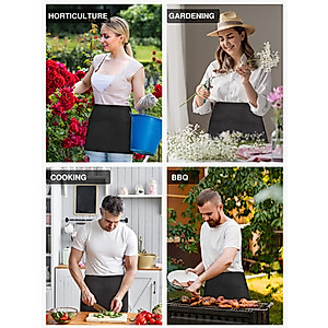 Syntus 6 Pack Server Apron with 3 Pockets, Waterdrop Resistant Waitress Waiter Waist Apron, 11.5-inch Black