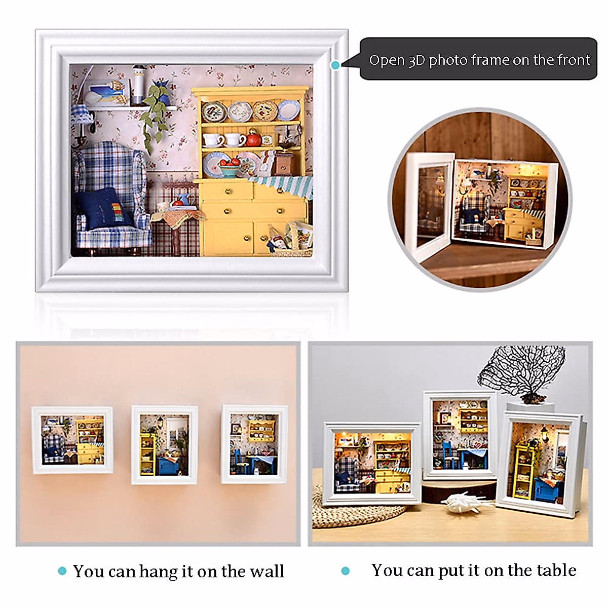 Kisoy Dollhouse Miniature with Furniture Kit, Handmade Frame Style DIY House Model for Teens Adult Gift (Warm Dawn)