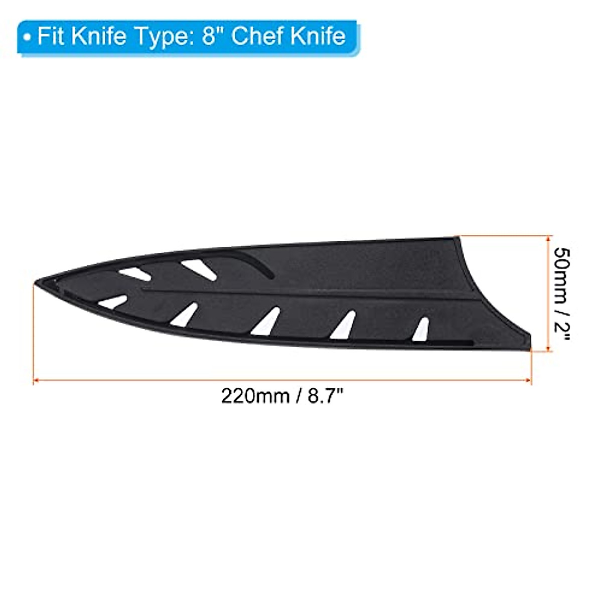 PATIKIL Plastic Safety Knife Cover Sleeves for 8" Chef Knife, 2 Pack Knives Edge Guard Blade Protector Universal Knife Sheath for Kitchen, Black