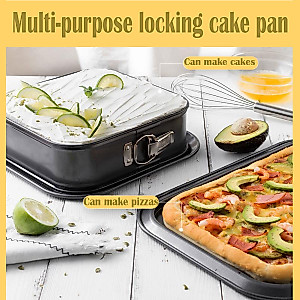 FONTSATTY Springform Pan, 9 Inch Cake Pan Bakeware with Removable Bottom, Baking Pan Cake Molds, Nonstick Leakproof (Square)