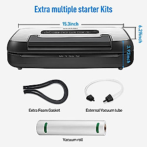 SEATAO VH5156 Vacuum Sealer, Handle Lock Design, Over 200 Continuous Uses Without Overheating, 80kpa Multifunctional Commercial and Home Vacuum Food Sealer Vacuum Sealers with Built-In Roll Storage and Cutter Starter Kit