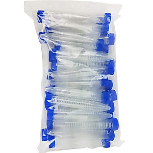 15 ml Conical Centrifuge Tube with Conical Bottom, Leakproof Screw Caps, Sterile, up to 12000xg, Polypropylene (PP) (Pack of 50)