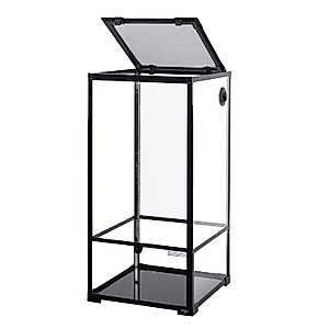 WACOOL Glass 50 Gallon Reptile Tank, Front Opening Chameleon Cage 18" x 18"x 36", 3-in-1 Side Design(Glass or Mesh+Glass), Bio Deep Base 10" Vertical Reptile Cage for Frog Iguana