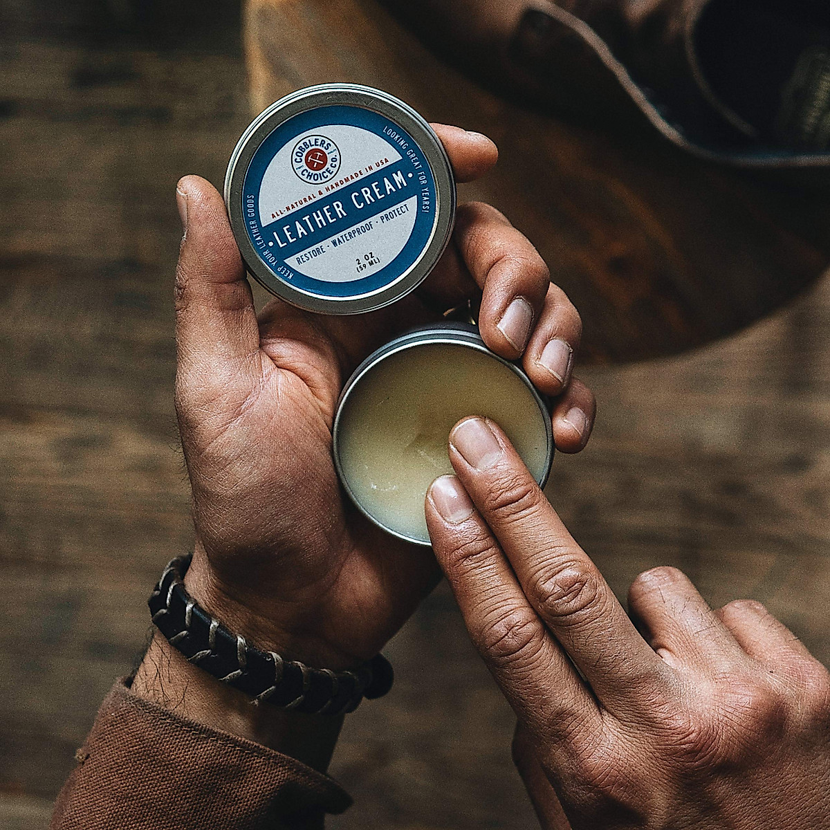 Cobbler's Choice Co. Finest Quality All Natural Leather Cream - Made with Triple Filtered BeesWax (2 OZ. (59 ML))