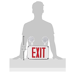 Morris 73456 LED Wet Location Combo Exit Sign and Emergency Light, Red Legend, White by Morris