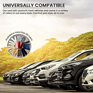 Andalus Australian Merino Sheepskin Seat Belt Covers - 100% Authentic, Ultra-Soft, Hypoallergenic, Neck Protection Pads for Cars & Backpacks (Pack of 2, Pink)