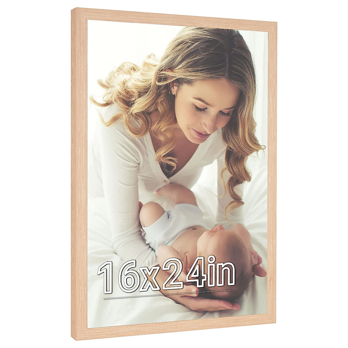 16x24 Frame Natural Woodgrain, 24x16 Picture Frame Beige, Rustic 40x60cm Poster Frame, Large 16 by 24 Gallery Family Concert Portrait Photo Frame Anniversary/Birthday/Wedding/Thank you/Christmas Gift