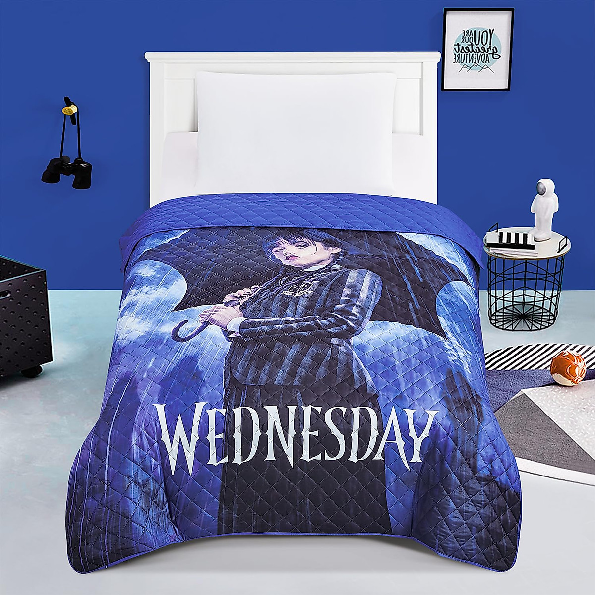 Wednesday Bedspread Twin Set for Kids - Bundle with Wednesday Addams Quilted Bedspread for Twin Bed Plus Bookmark, More | Wednesday Twin Bedding Set for Girls