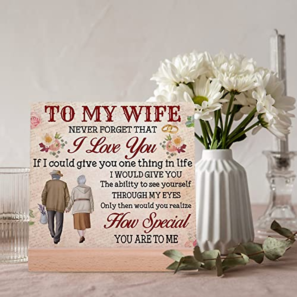 Encoink Birthday Card for Wife from Husband, Wife Birthday Card, Unique Card with Wooden base, Wedding Anniversary Cards for Wife, Gifts for Wife