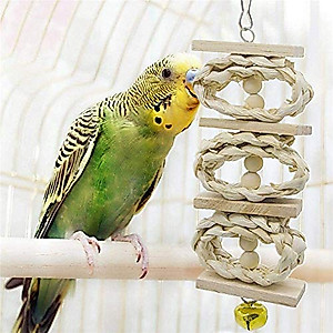 SHINYLYL 8 Packs Bird Toy,Bird Parrot Swing Chewing Toys Birdcage Stands,Wood Hanging Bell Bird Cage Toys for Parrots, Parakeets, Cockatiels, Conures, Macaws, Love Birds, Finches