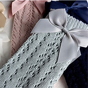 AYIYO Baby Girl Knee-High Socks Toddlers Bow Stockings Newborn Infant Princess Frilly Socks (Pink, 0-12 Months)