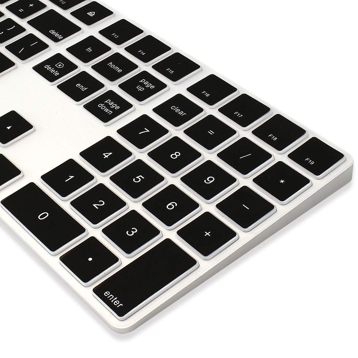 ProElife Ultra Thin Silicone Keyboard Cover Protector for 2019-2017 Apple iMac Magic Keyboard with Numeric Keypad A1843 Full Size Wireless Bluetooth Numeric Keyboard, US Enter (Black)