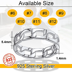 Silver Cuban Link Ring Women Size 6 Buckle Rings Sterling Silver Chain Rings