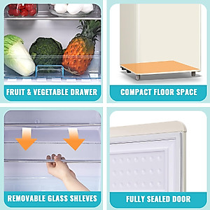 WANAI Compact Mini Refrigerator 3.5 Cu.Ft Small Refrigerator with Freezer, Retro Mini Fridge with Dual Door,7 Adjustable Thermostat, Adjustable Shelves For Dorm, Office Bedroom,White