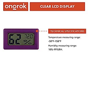 6 Pack of Mini Hygrometers by ONGROK, Small Humidity Temperature Gauge with Digital LCD Display, Color Coded for Organization, Mini Hygrometer for Jars,