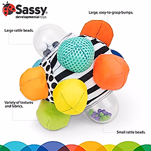 Sassy Developmental Bumpy Ball, Easy to Grasp Bumps Help Develop Motor Skills, Ages 6+ Months