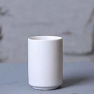 RabyLeo Japanese Simple Black and White Style handleless Ceramic Mug Hotel Teacup Toothbrush Cup Washing Mouth Cup. (White)
